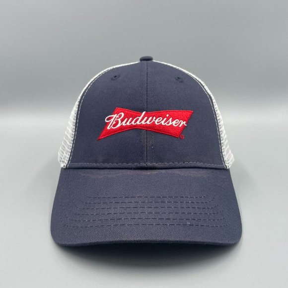 Accessories | Budweiser Bowtie Snapback Trucker Blue Hat White Mesh ...